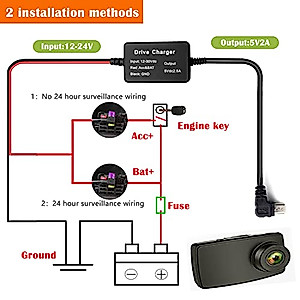 Aienxn Dash Cam Hardwire Kit,12ft Micro USB Hardwiring Kit Fuse for Dashcam,Car Charger 12V-24V to 5V Camera Charger Power Cord,with 4 Fuse Tap Cable and Installation Tool Q-005