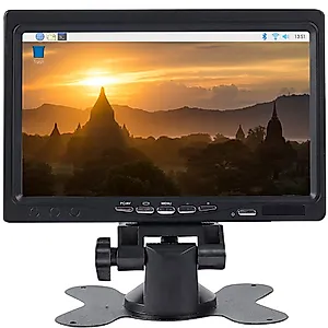 SunFounder 7 Inch HD TFT LCD Screen Monitor HDMI - 1024x600 Display AV VGA Input Built in Speaker for Raspberry Pi 400 4 Model B 3 Model B+ 3B CCTV Computer PC DVR Car