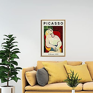 Framed Canvas Print Wall Art A Dream Famous Paintings Artwork By Pablo Picasso Canvas Prints Home Decoration for Living Room, Bed Room, Office - 12x16in Natural Framed