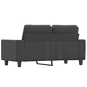 vidaXL 2-Seater Modern Sofa with Sturdy Metal Frame, Dark Gray Microfiber Upholstery, Comfortable Armrests and Back Pillows for Living Room Decor