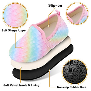 Scurtain Unisex Toddler Slippers - Big Kids & Little Kids Sizes, Artificial Woolen, Colorful 8.5-9