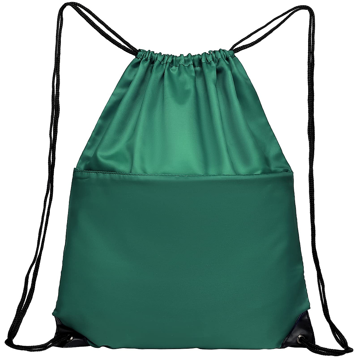 AirBuyW Drawstring Backpack, 210D Nylon Foldable Sports Gym Drawstring Tote Bag pack Sack W Zipper Side Pocket For Men Women Hunter Green