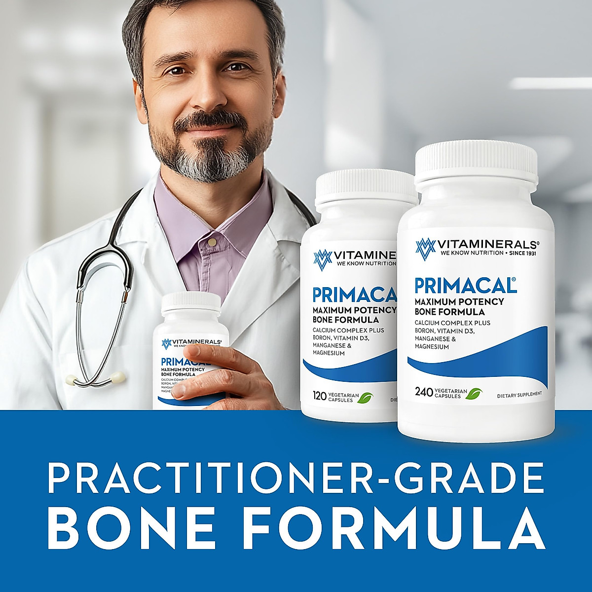 VITAMINERALS 95 Primacal® Bone Support Maximum Potency Calcium, Magnesium for Bone Loss (120)