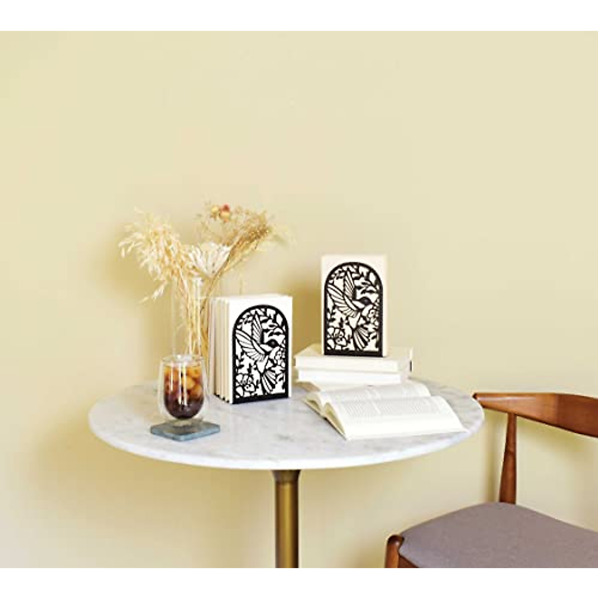 CNK Book Ends , Premium BookEnds for Bookend Shelves, Book Stopper Metal Book Ends for Home Office Heavy Books, Book Shelf Holder, Home Decorative, Book Stoppers, Book Holder Hummingbird Black