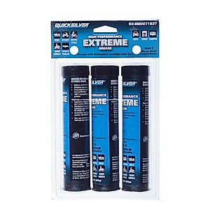 Quicksilver 8M0071837 High Performance Extreme Grease/Lubricant with PTFE, 3-Oz. Cartridges, Pack of 3
