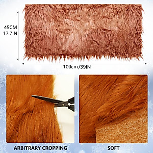 Faux Fur Fabric Christmas Winter Squares Shaggy Fur Fabric Patches Brown 18x40 Inch for DIY Craft Hobby Halloween Winter Costume Decoration
