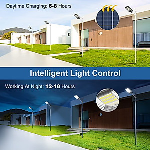 4000W Solar Street Lights Outdoor Waterproof 6500K Solar Parking Lot Lights Commercial, Solar lights Outdoor Dusk to Dawn, Solar Powered Outdoor Lights Motion Sensor for Yard/Garage/Driveway/Path