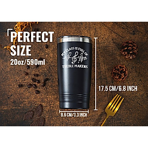 Onebttl Funny Music Teacher Gifts For Men, Women - My Class is Full of Treble Makers - 20 oz/590 ml Stainless Steel Insulated Tumbler with Straw, Lid - Music Lover Musical Themed Gifts - (Black)