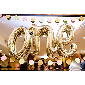 GUGELIVES Hanging Foils Script Balloon “ONE” Word - 30” Classic Gold Air Balloons - Set of 1 Balloon - Perfect for Baby Shower, Happy Birthday or Any Party Decorations