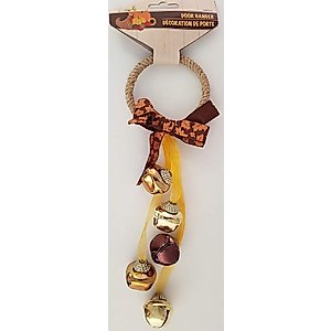 Fall Harvest Thanksgiving Jingle Bell Door Knob Hangers 11-12”, Select Bell Colors (Brown & Gold)