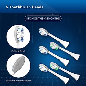 Simple Plus+ Ultraonic Electric Toothbrush Ultra Clean, Ultrasonic Automatic Toothbrush with 5 Brush Heads for Adults, Fast Charge 90 Days Battery Life, Cordless and Soft Electric Toothbrush