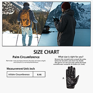 Long Keeper Men Leather Touchscreen Gloves Winter Driving Warm Wrist Gloves
