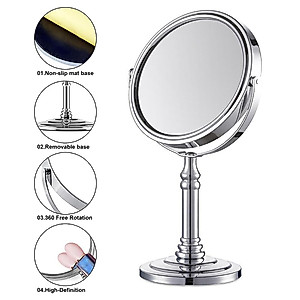 HAIPUTTER Double Sided 3X and 1X Magnifying Makeup Mirror with Stand, 6 in Silver Vanity Swivel Mirrors for Desk Table Standing
