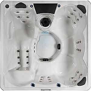 AquaLife Nautical 4-Person 24-Jet Acrylic Non-Lounger Hot Tub with Face-to Face Seating, Bluetooth Stereo, Insulated Cover