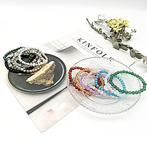 SROBENZ 14Pcs Gemstone 6mm Semi Precious Round Beaded Bracelet Set For Women Men Girl Crystal Healing Stretch Stone Bead Energy Bracelets Jewelry