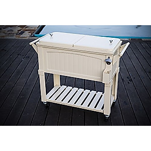 Permasteel PS-203F1-CREAM 80 Quart Patio Cooler with Insulated Basin, CREAM