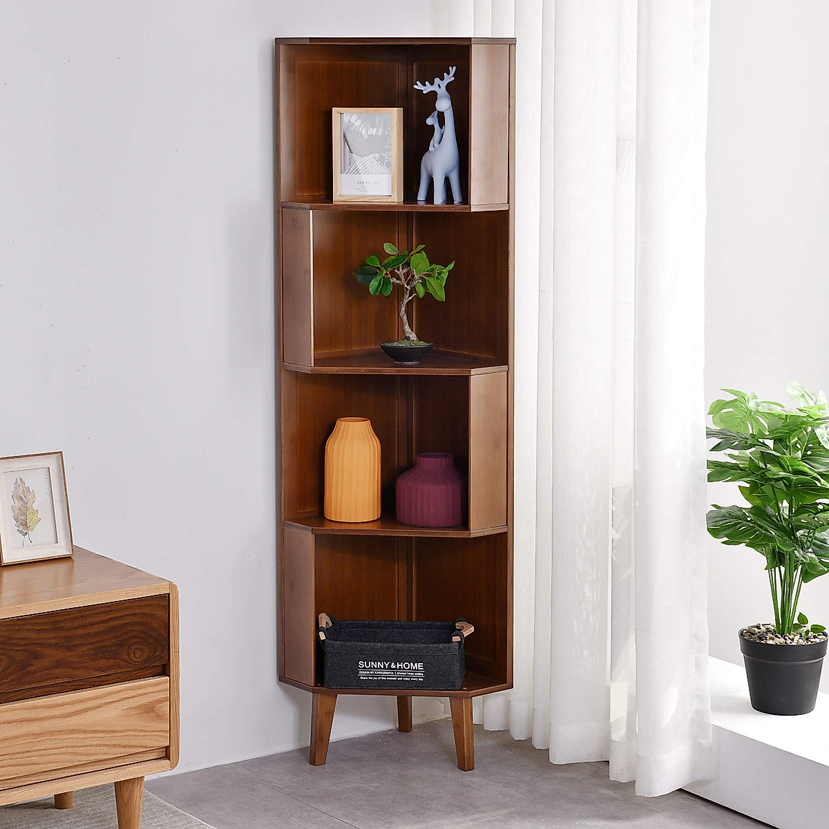 BALANBO Industrial 4-Bookcase Cube Bookshelf for Home Office and Living Room Decoration