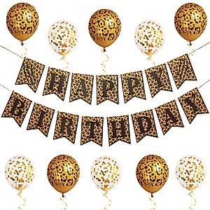 Pirese Cheetah Happy Birthday Banner, Cheetah Birthday Decorations, Leopard Party Decorations, Animal Birthday Party Decorations | Safari Party Decorations | Leopard Party Supplies, Animal Print Party