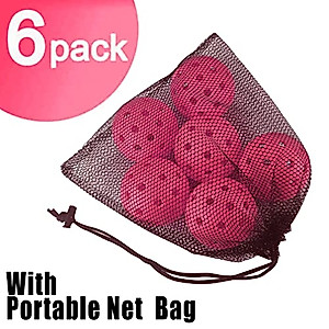 Vvinca Pickleballs 6 Pack Pickleball-Balls Meet USAPA Requirement 40 Holes Outdoor-Pickleballs, Double Tone Luminous Green Blue Pink Tangerine Yellow