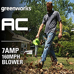 Greenworks 7 Amp 160 MPH/150 CFM Single Speed Electric Blower, 24012