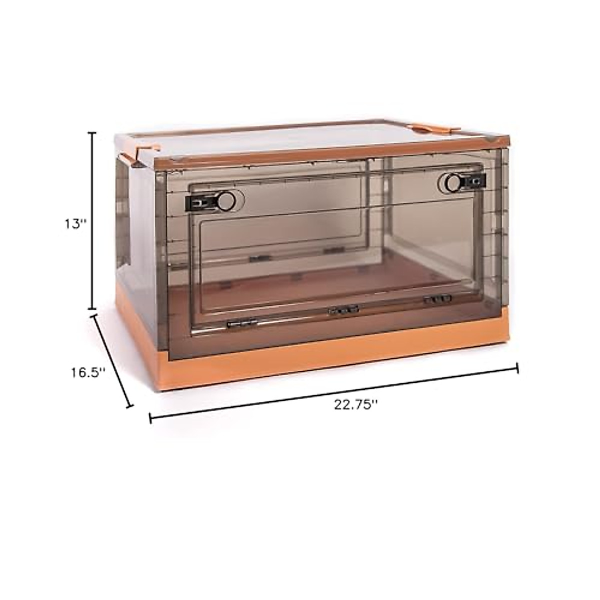 Best Home Fashion 2 packs LARGE Storage Bins Side Opening, Stackable Lid Collapsible, Foldable, Easy Tidy Up with Storage Box, Ideal for Home & Office Organization Storage Cube (Large, Orange)