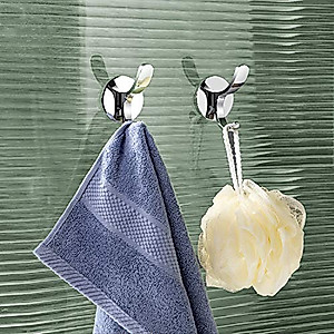 Wangel 2 Pack Towel Hooks, SUS304 Coat Robe Clothes Hook Modern Wall Hook Holder for Bathroom,Self-Adhesive Chrome Finished .
