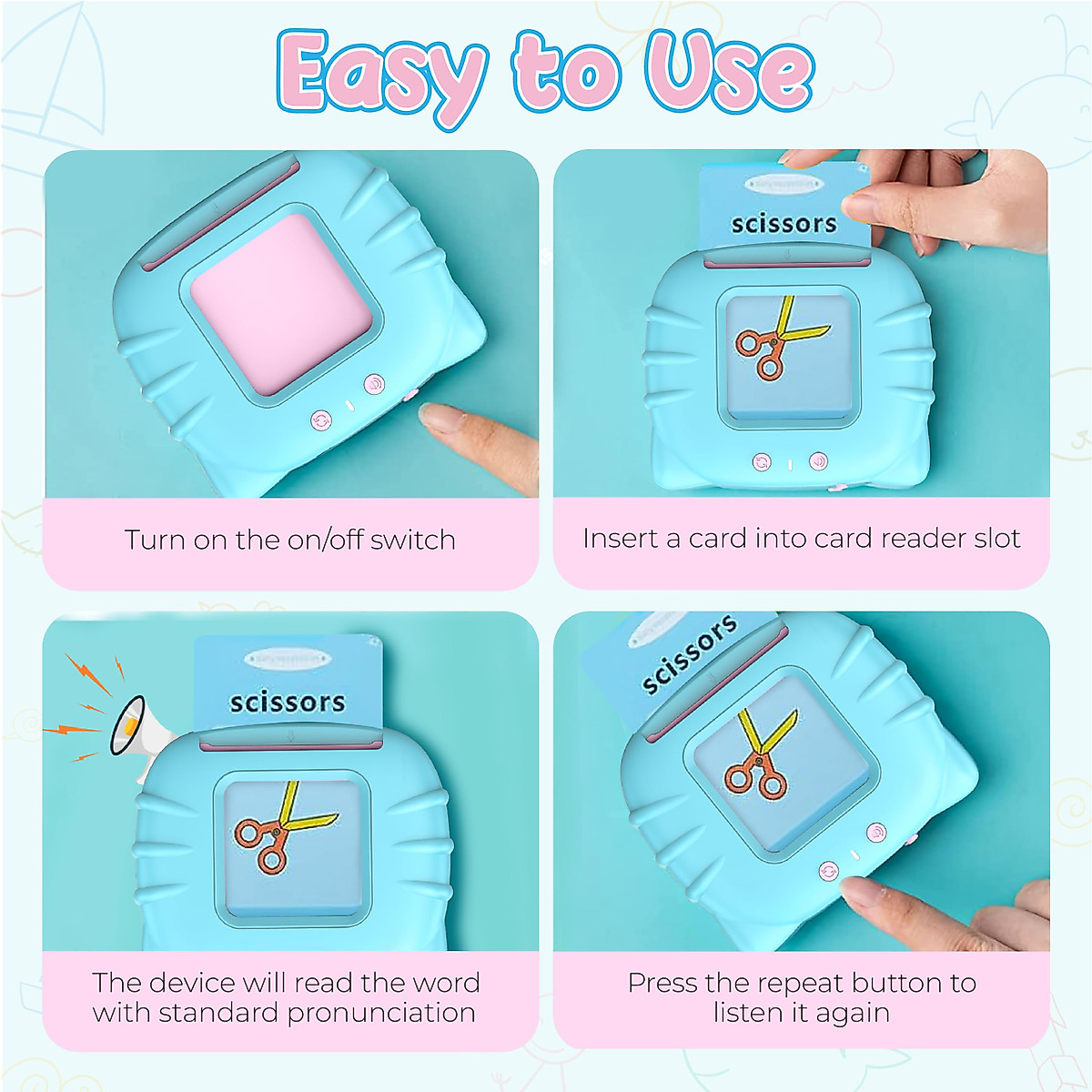 QuTZ Toddler Toys for 2 3 4 5 Year Old Boys and Girls, Autism Sensory Toys for Autistic Children, Learning Montessori Toys, Speech Therapy Toys, 224 Sight Words Talking Flash Cards