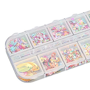 Nail Decals Flakes, Art Glitter Sequins Attractive Various Shapes Shiny Decoration for Nail Art Craft Makeup