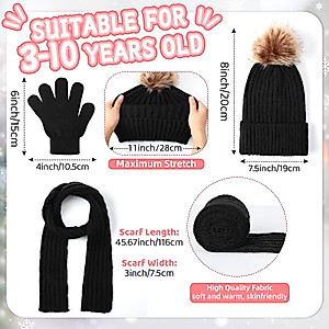 Liitrsh 4 Sets Kids Winter Hat Gloves Scarf Set Girls Boys Knit Hat Long Scarf Snow Gloves Outdoor for Toddler(Warm Colors)