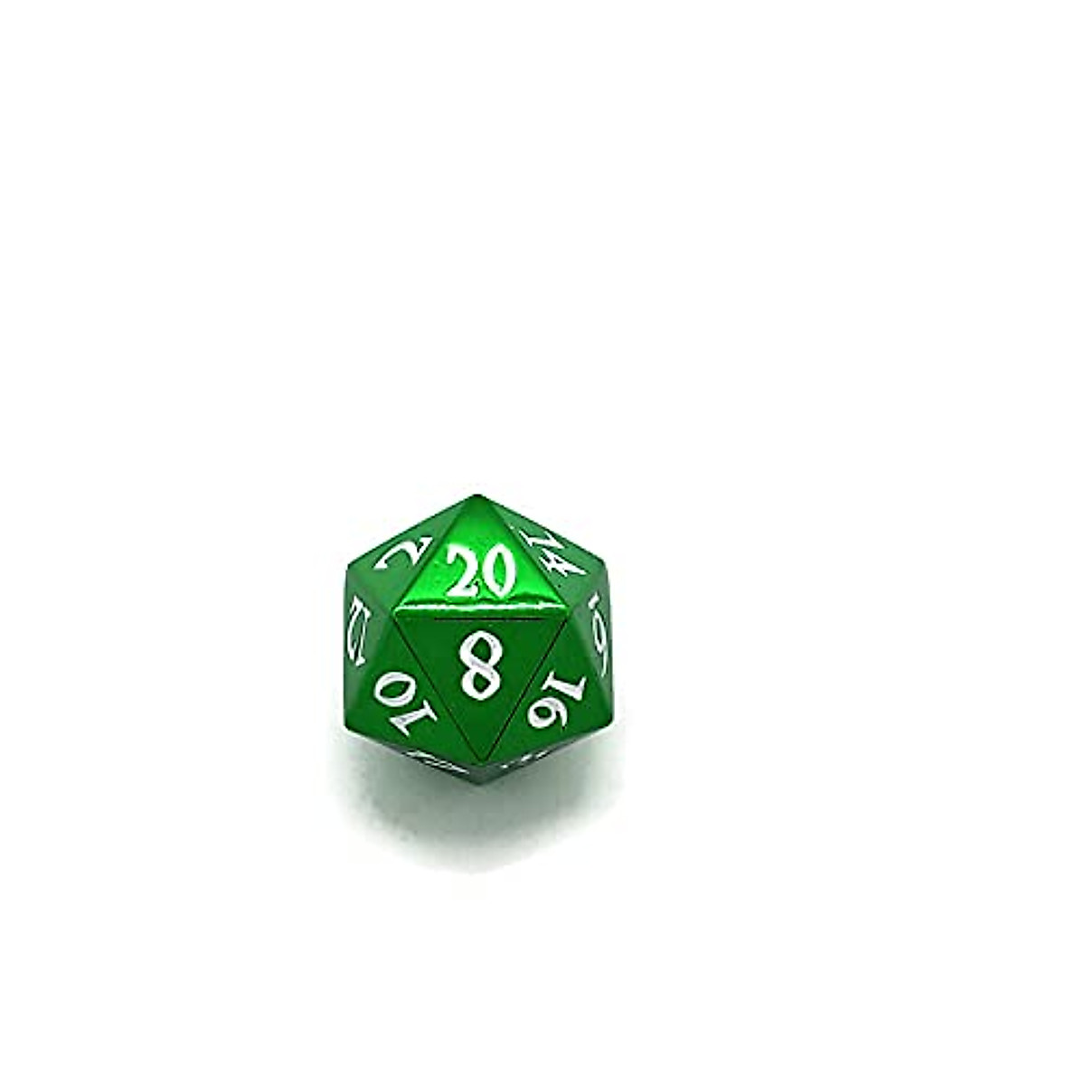 Green Metal D20 F Dice Critical Fail F 20 Sided Die Set DND Silver Chrome Color Number for Role Playing Game Dungeons and Dragons D&D Pathfinder Shadowrun and Math Teaching