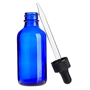 30 Pack 2 Oz Blue Glass Eye Dropper Bottles with 6 Funnels for Essential Oils, Travel Aromatherapy Perfume, Liquid Cosmetics (36 Pieces)