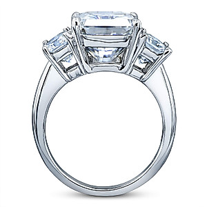 Kobelli 6 3/4 Carat TGW Three Stone Radiant Cut Moissanite Statement Engagement Ring in 14k White Gold, 6.5