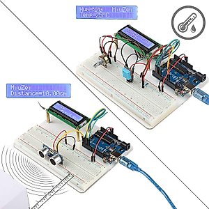 Miuzei Starter Kit Compatible with Arduino Projects, Circuit BreadBorad, LCD1602 Module, Breadboard, Jumper Wires, Servo, Sensors, LEDs, Detailed Tutorial MA05