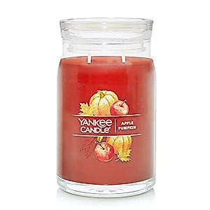 Yankee Candle Apple Pumpkin Scented, Signature 20oz Large Jar 2-Wick Candle, Over 60 Hours of Burn Time