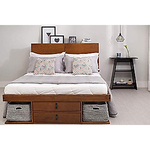 memomad Bali Storage Platform Bed with Drawers (Queen Size, Caramel)