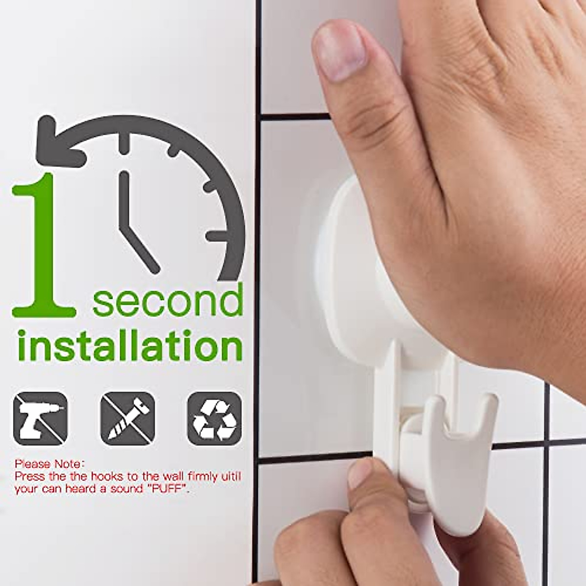 LUXEAR Suction Hooks, Strong Suction Cup Hook Waterproof Shower Hooks for Bathroom & Kitchen Powerful Vacuum Wall Hooks Removable for Towel Loofah Wreath Robe Cloth Key Bag-4 Pack