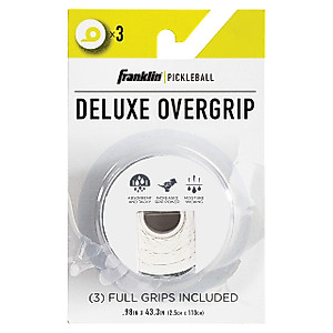 Franklin Sports Pickleball Paddle Overgrips - Provides Extra Grip - Slight Tackiness - Durable & Strong - 3 Grips Included - White