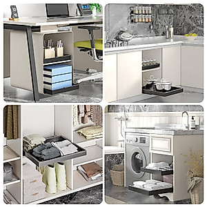 Ehfetyia Pull Out Cabinet Organizer Expandable(Width 12"-18" and Depth 13.3-24"), Adjustable Cabinet Drawers,for Kitchen Cabinets,Pantry Storage Shelves, Pull Out Cabinet Organizer(Black)