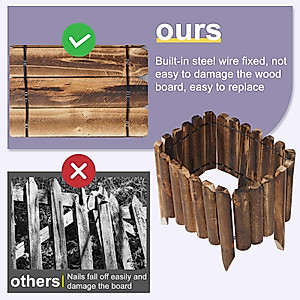 Gtouse Wooden Edging Fence, Garden Fencing Edging Border, Landscape Lawn Edging Border Anti-Corrosive Outdoor for Patio Yard Flower Tree Fence Decoration (9.8in × 3.9ft)