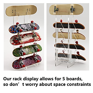 BISOZER Finger Skateboard Display Rack, Pro Finger Board Racks Floor Stand, Five-Layer Angle Skateboard Holder, Mini Skateboard Storage Racks, Skateboard Decorative Stand, Robust and Easy to Install