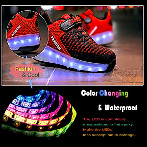 AIkuass Roller Shoes USB Rechargeable Wheely Shoe LED Light Up Skate Shoes Breathable Sport Sneakers for Boys Girls Christmas Thanksgiving Gifts