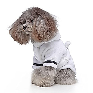 TTBDWiian Dog Close Medium Hotel Nightgown Bathrobe Dog Pajamas Clothes Bath Bathrobe Towel Pet Pet Cat Pet Clothes (White, Small)