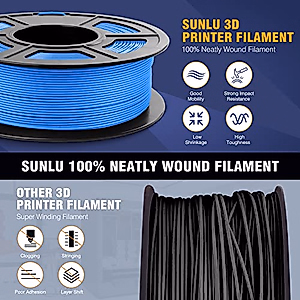 SUNLU 3D Printer Filament PLA Matte 1.75mm, Neatly Wound Filament, Smooth Matte Finish, Print with 99% FDM 3D Printers, 1kg Spool (2.2lbs), 330 Meters, Matte Black