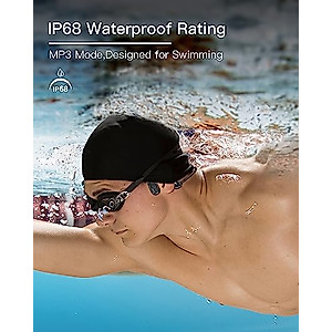 Mionbel Swimming Headphones, Bone Conduction Headphones Bluetooth 5.3, IP68 Waterproof Wireless Sports Earphones, Built-in MP3 Player 32G Memory, Open Ear Headphones Suitable for Swimming, Running