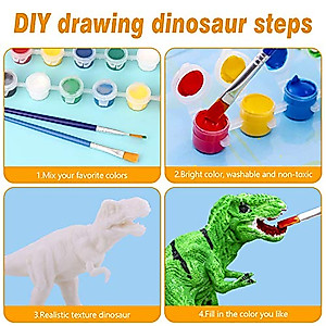 ANCHWN Dinosaur World Painting Kit - 35 Pcs Dinosaur Arts and Crafts Set for Boys Girls Age 4 5 6 7 8Years Old Kid Creativity DIY Gift Easter Paint Your Own Dinosaur Animal Set