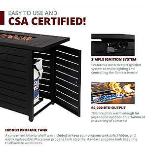 Lokingrise 42 Inch Outdoor Propane Fire Pit Table for Outside Patio Rectangular Gas Fire Pit Coffee Table with Firepit, 50,000 BTU, Waterproof Cover, Electronic Ignition, Lava Rock