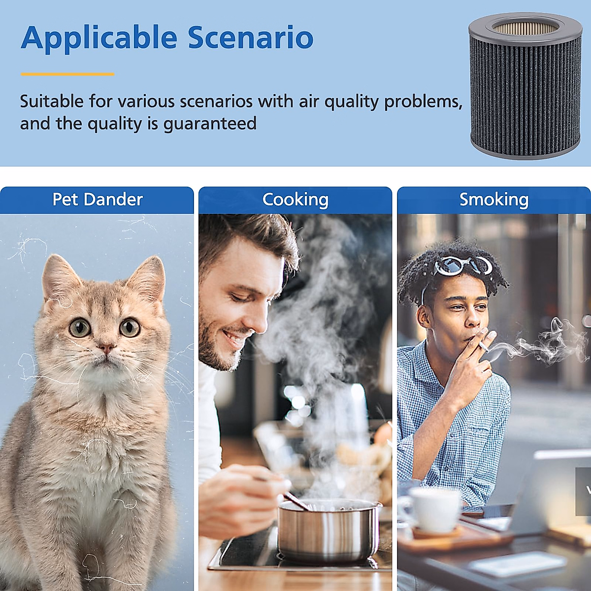 Air Mini PECO-HEPA Replacement Filters Compatible with Molekule Tri-Power Air Mini & Molekule Air Mini+ Air Purifiers, 3 in 1 High-Efficiency Filtration System with Activated Carbon, 2 Pack