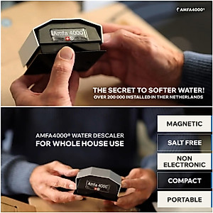 Amfa4000® Whole House Water Softener System - Salt Free Water Descaler for Whole House, Compact Water Softener, Magnetic Soft Water System, Portable Water Softner System