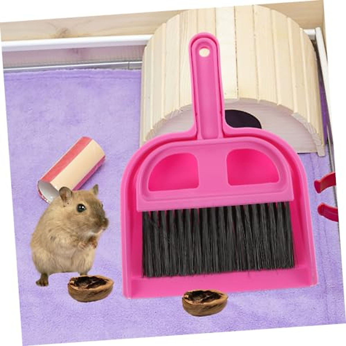 Cabilock 1 Set Pet Cleaning Tool Push Broom Dog Wipes Portable Cleaning Brush Toys Spray Squeegee Mini Cleaning Broom and Dustpan Mini Broom Pet Nest Broom Lint Remover Starter Plastic Rosy