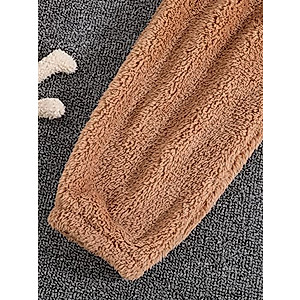 SOLY HUX Girl's Bear Ear Fuzzy Fluffy Drop Shoulder Hoodie Sweatshirt with Sweatpants Two Piece Outfit Pure Brown 10Y